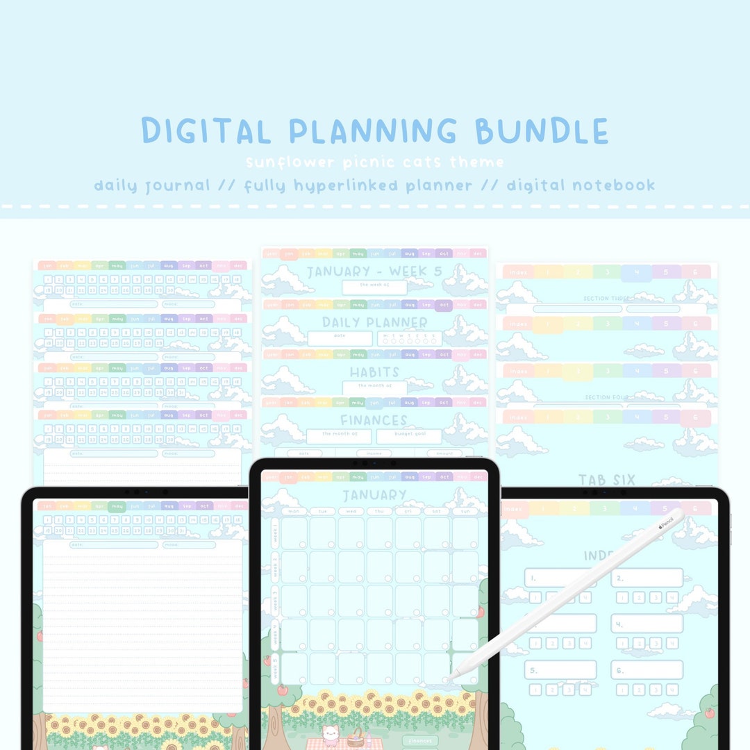 Digital Planner Bundle, Kawaii Digital Planner, Cute Digital Planner ...