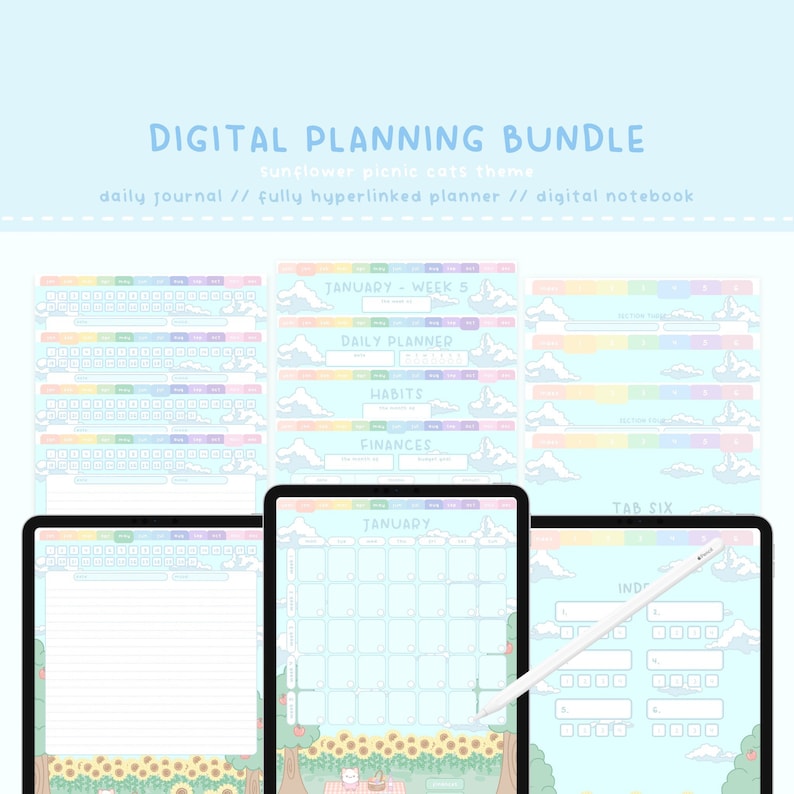 Digital Planner Bundle, Kawaii Digital Planner, Cute Digital Planner, Digital Bundle, Cute ...
