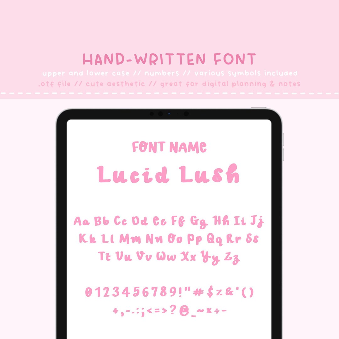Curly Font, Upper and Lower Case, LUCID LUSH, Handwritten Font, Planner ...