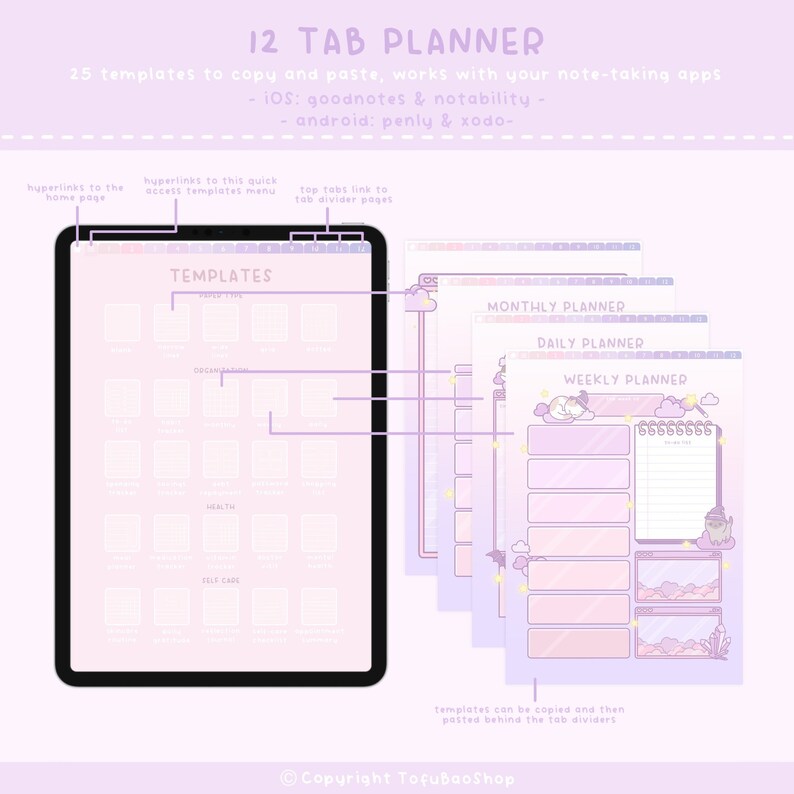 Witchy Cats Digital Planner Bundle, Kawaii Planners (PDF) - Etsy