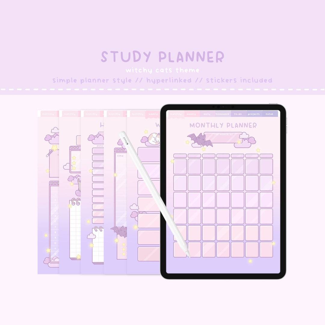 Study Planner, Student Planner, Kawaii Planner, Cute Planner, Digital ...
