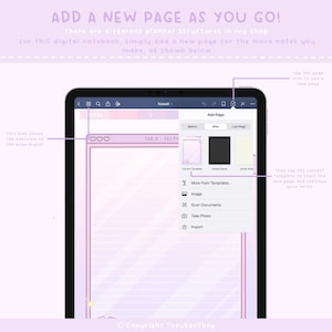 Cute Digital Notebook, Cute Planner, Kawaii Digital Notebook, Kawaii ...