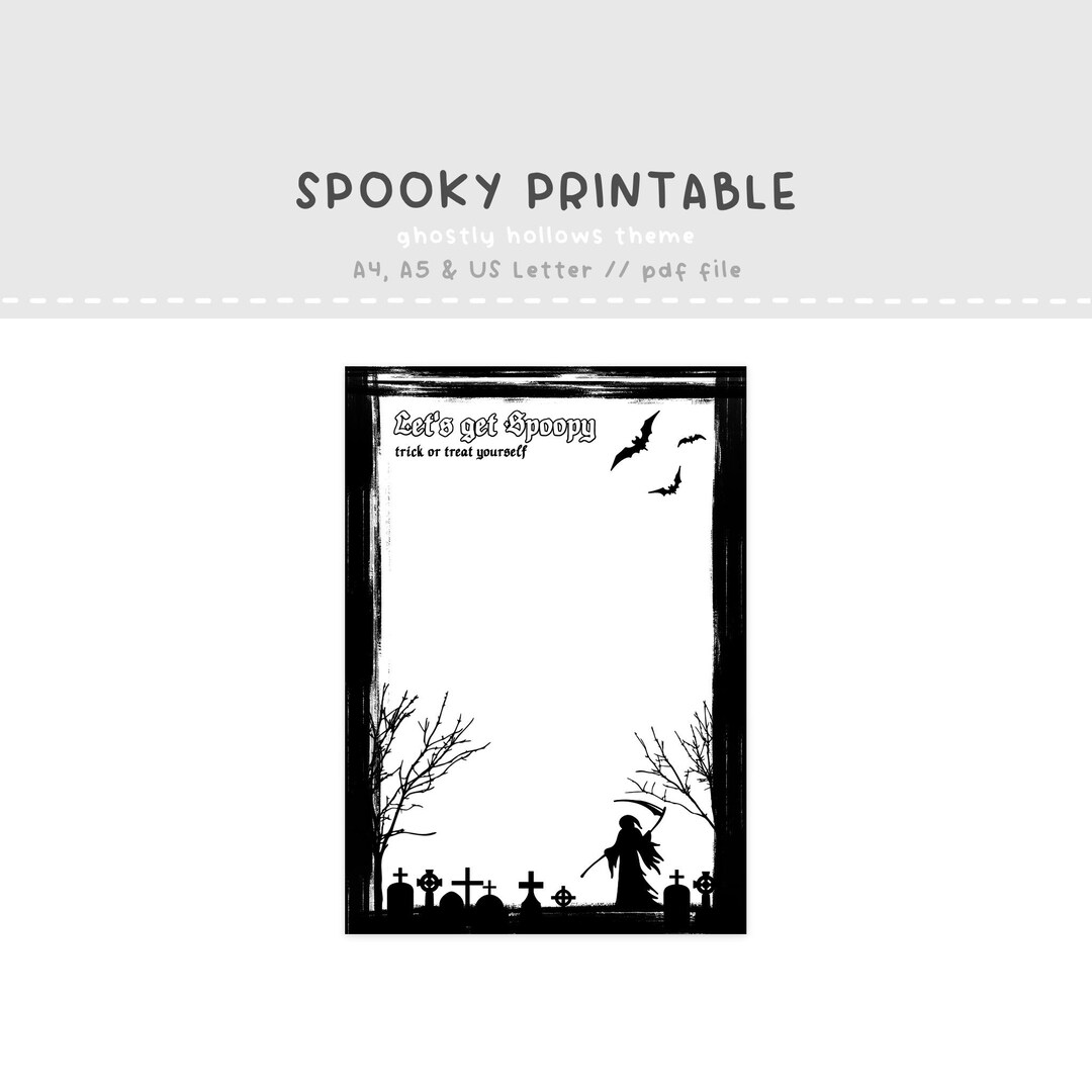 Grim Reaper, Printable, Note Paper, PDF Printable, Halloween Printable ...