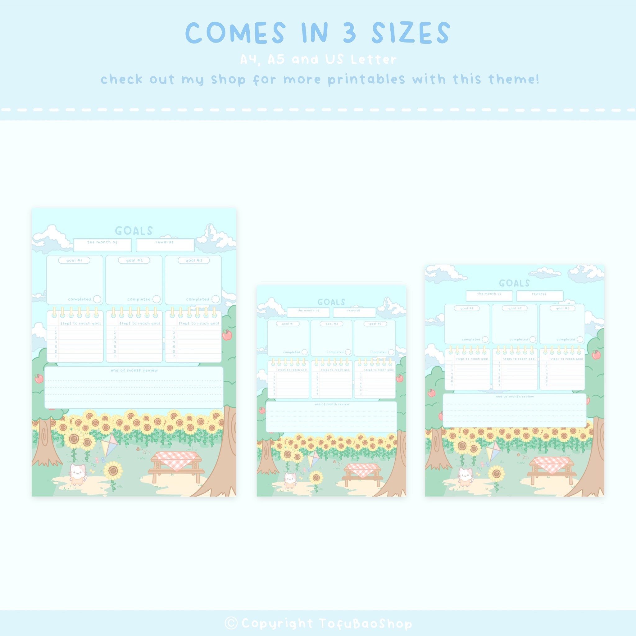 Goals Tracker, Printable, Planner Page, Planner Insert, Kawaii Planner ...