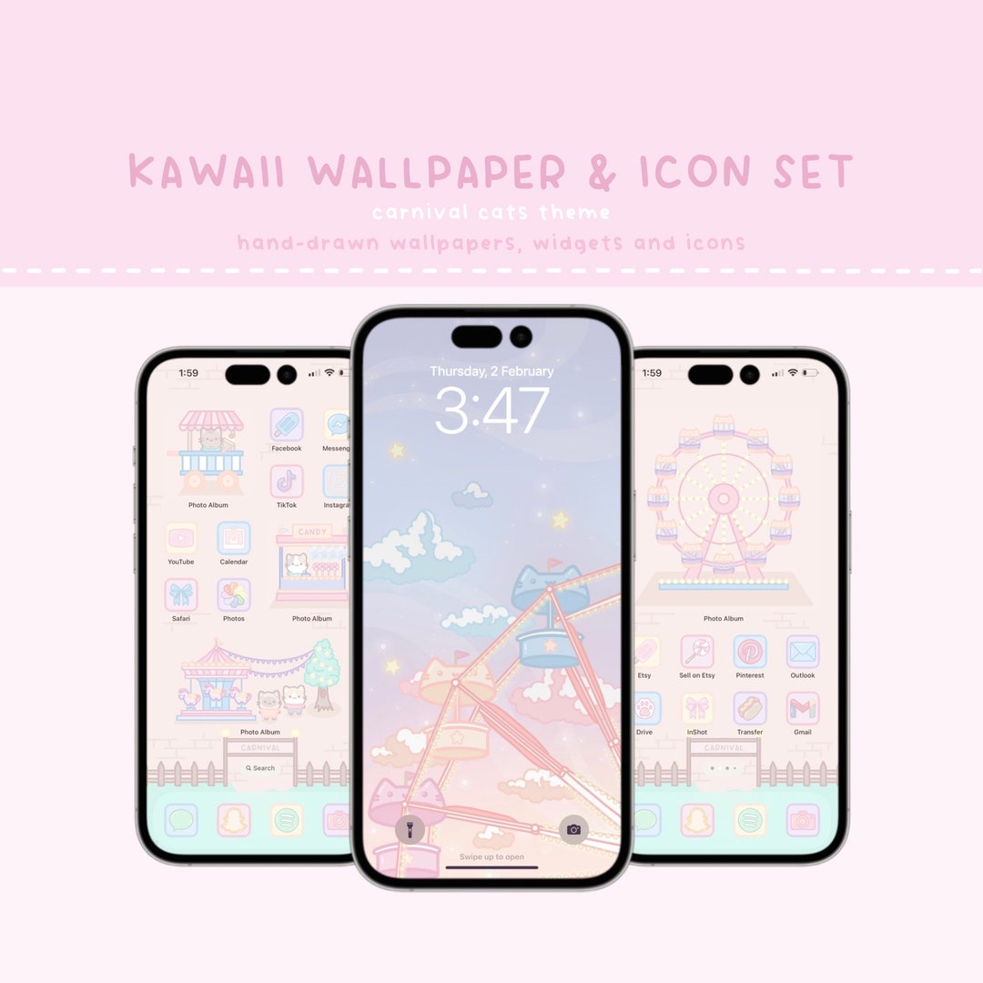 Cute Cat Icon Set, Cute Icons, Kawaii Icons, Ios, App Icons, Widgets ...