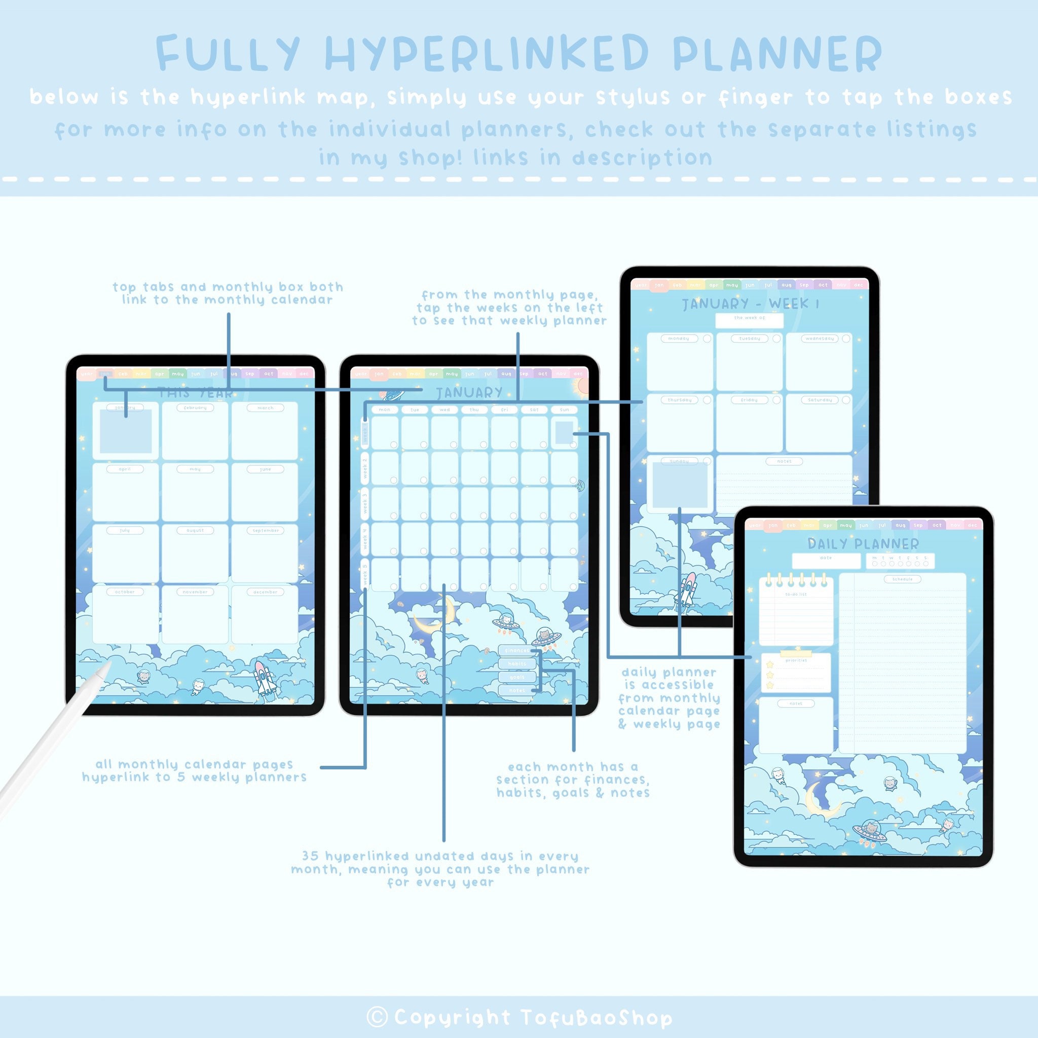 Digital Planner Bundle, Kawaii Planner Bundle, Digital Bundle, Kawaii ...