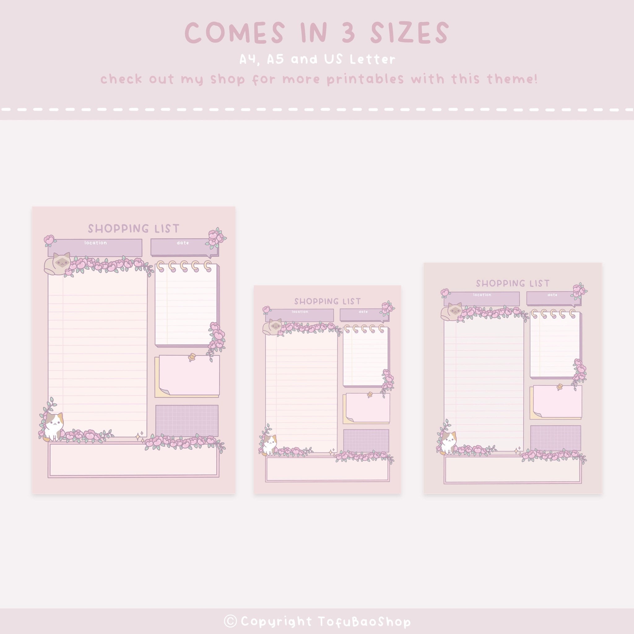 Printable Shopping List Kawaii Shopping List Kawaii Planner - Etsy