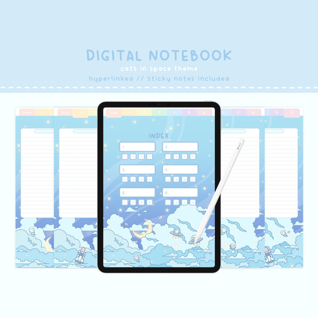 Cute Digital Notebook, Cute Digital Planner, Kawaii Digital Notebook ...