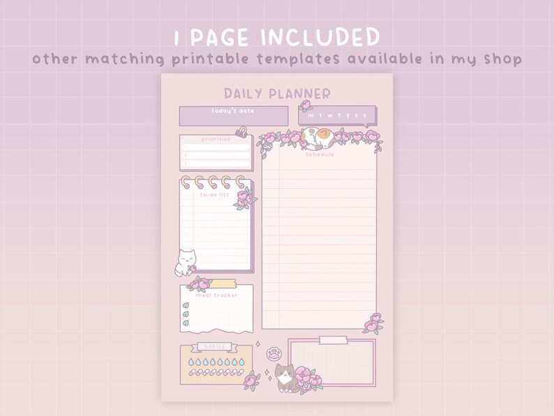 Kawaii Planner Printable Template Kawaii Daily Planner - Etsy