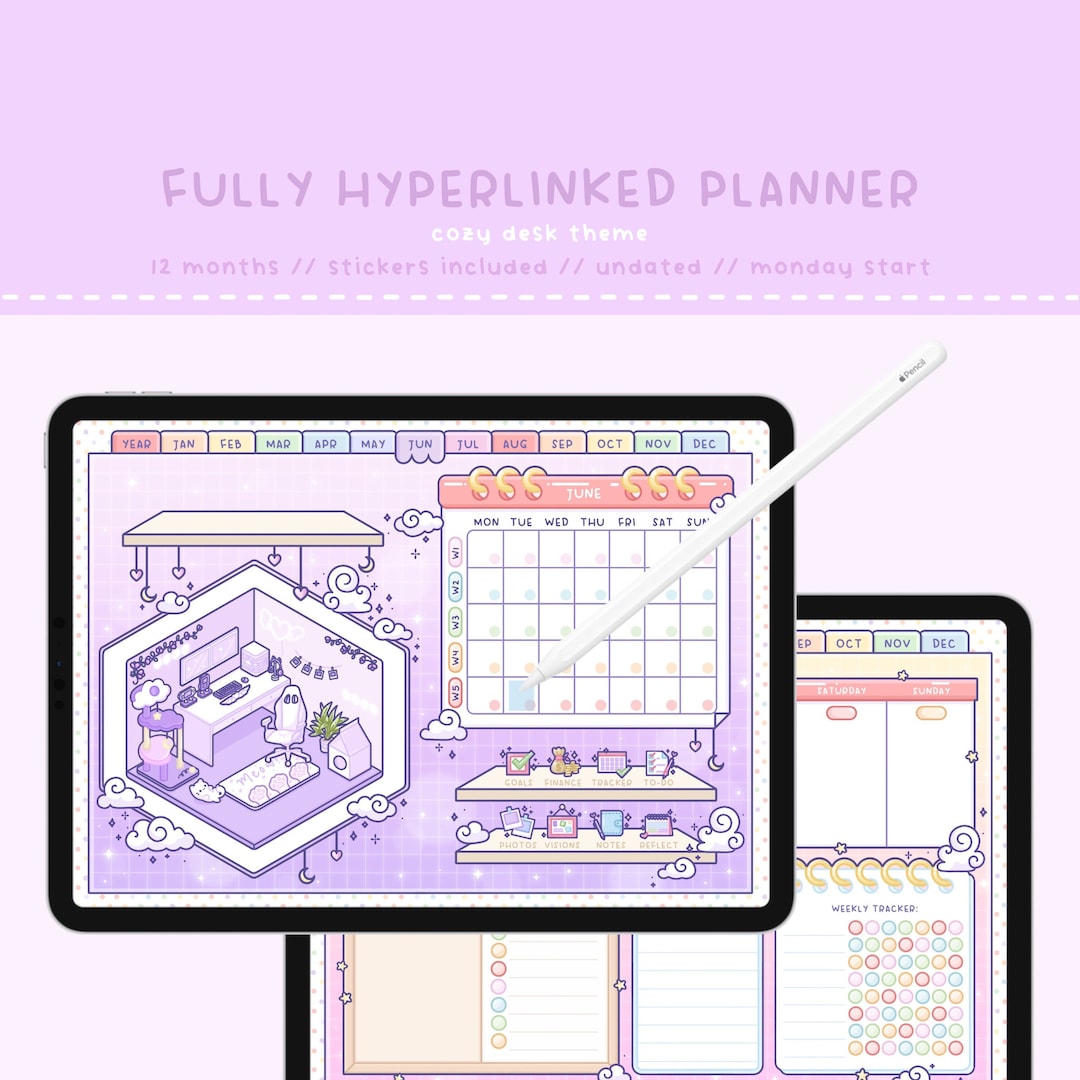 THE COZY PLANNER, Digital Planner, Kawaii Digital Planner, Cute Digital Planner, Digital Planner ...