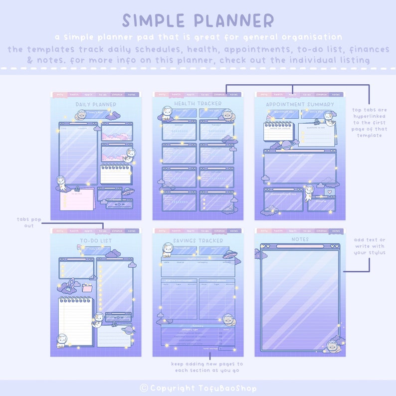 Kawaii Digital Planner Planner Bundle Cute Digital Planner - Etsy