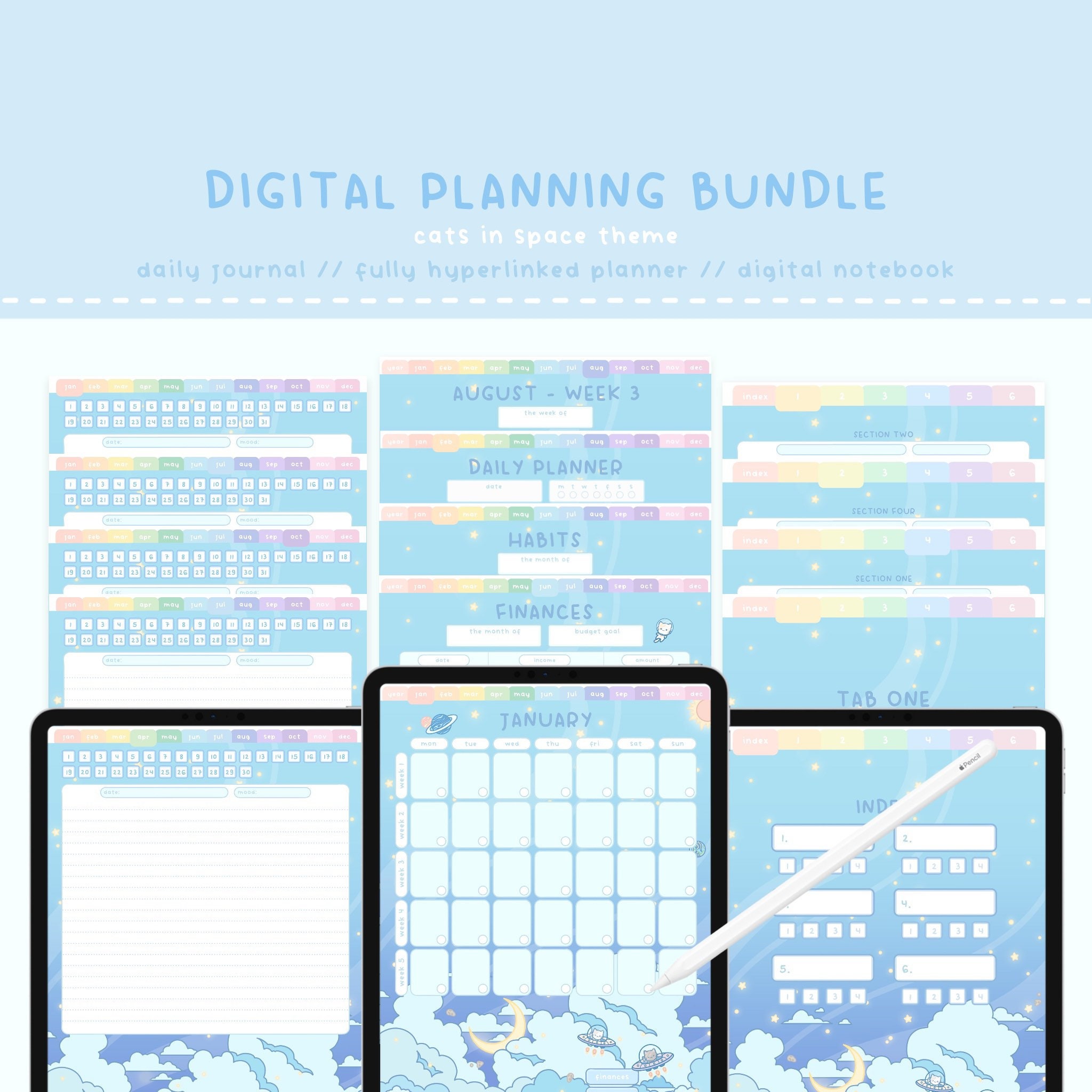 Digital Planner Bundle, Kawaii Planner Bundle, Digital Bundle, Kawaii ...