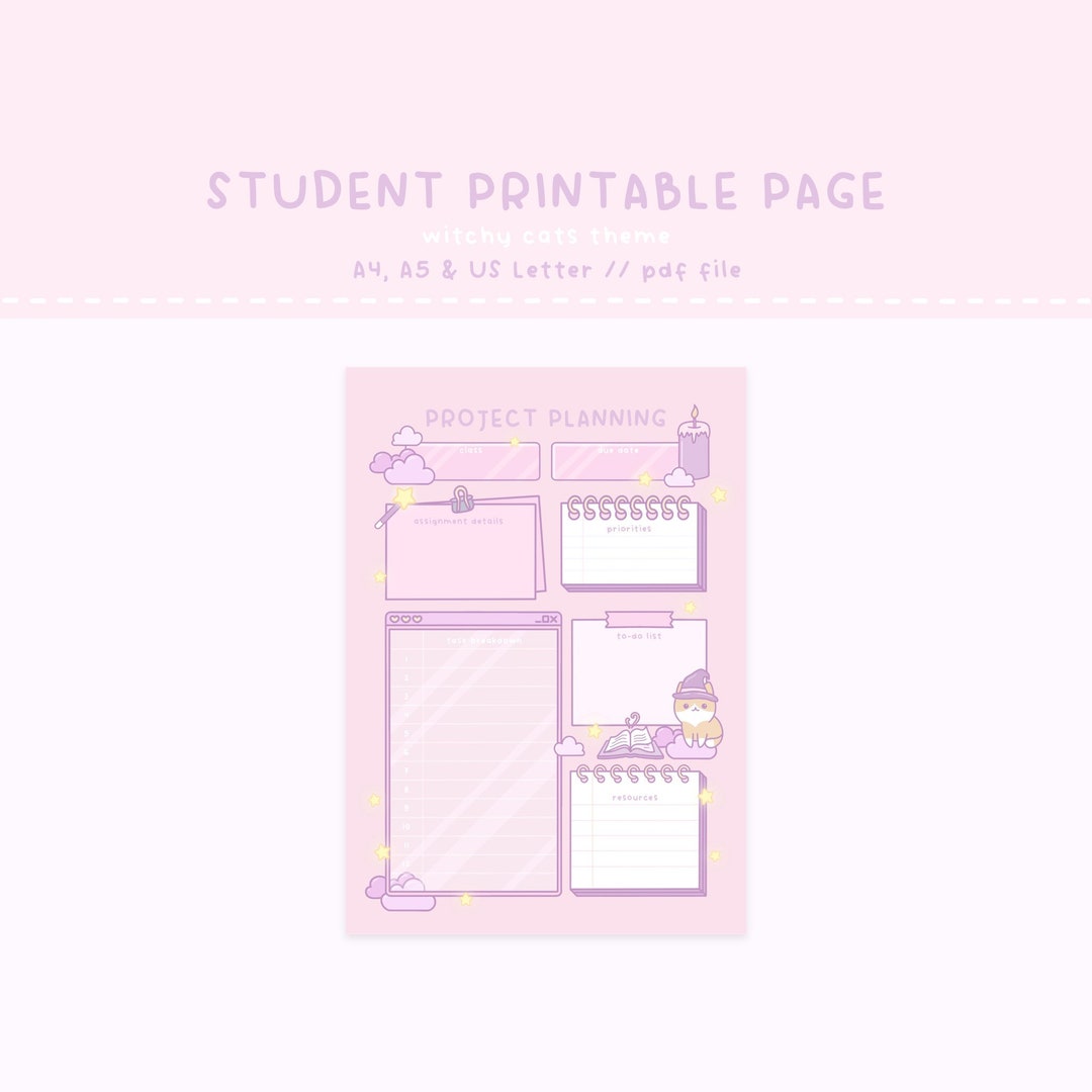 Student Planner, Printable, Printable Planner, Kawaii Planner, Cute ...