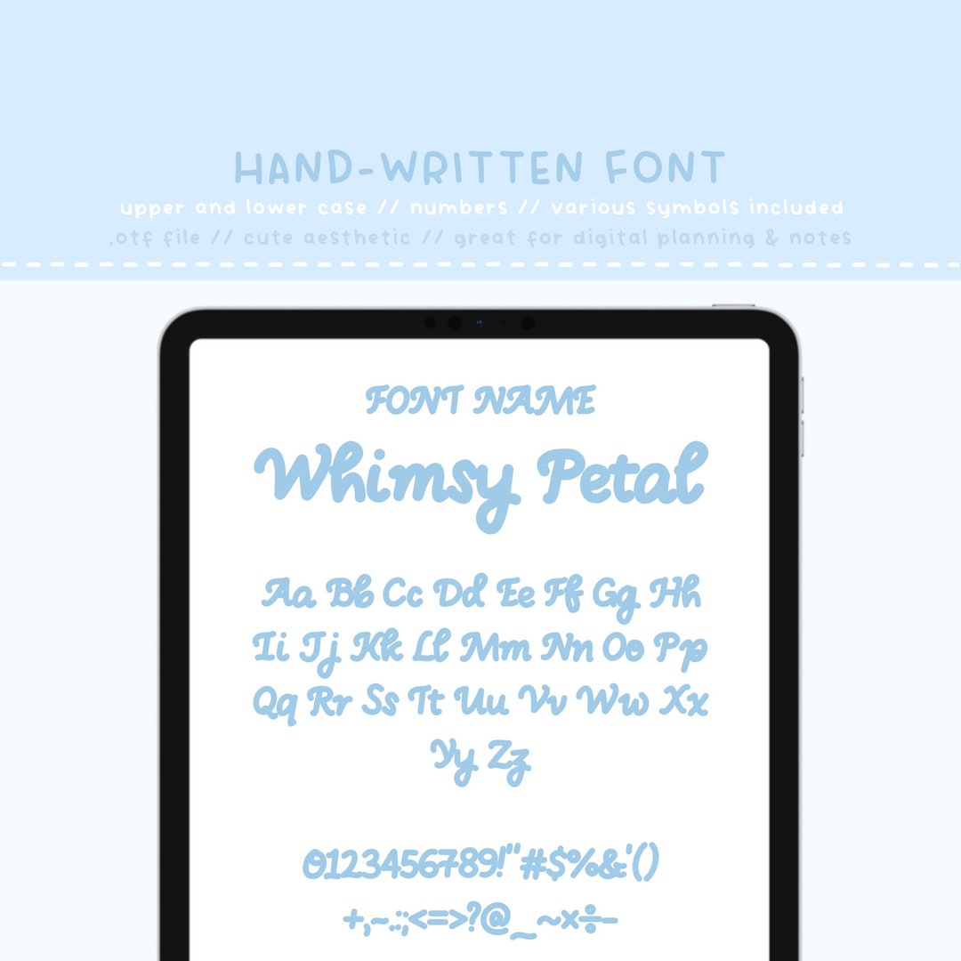 Whimsical Handwritten Font Script, WHIMSY PETAL, Planner Fonts, Digital ...