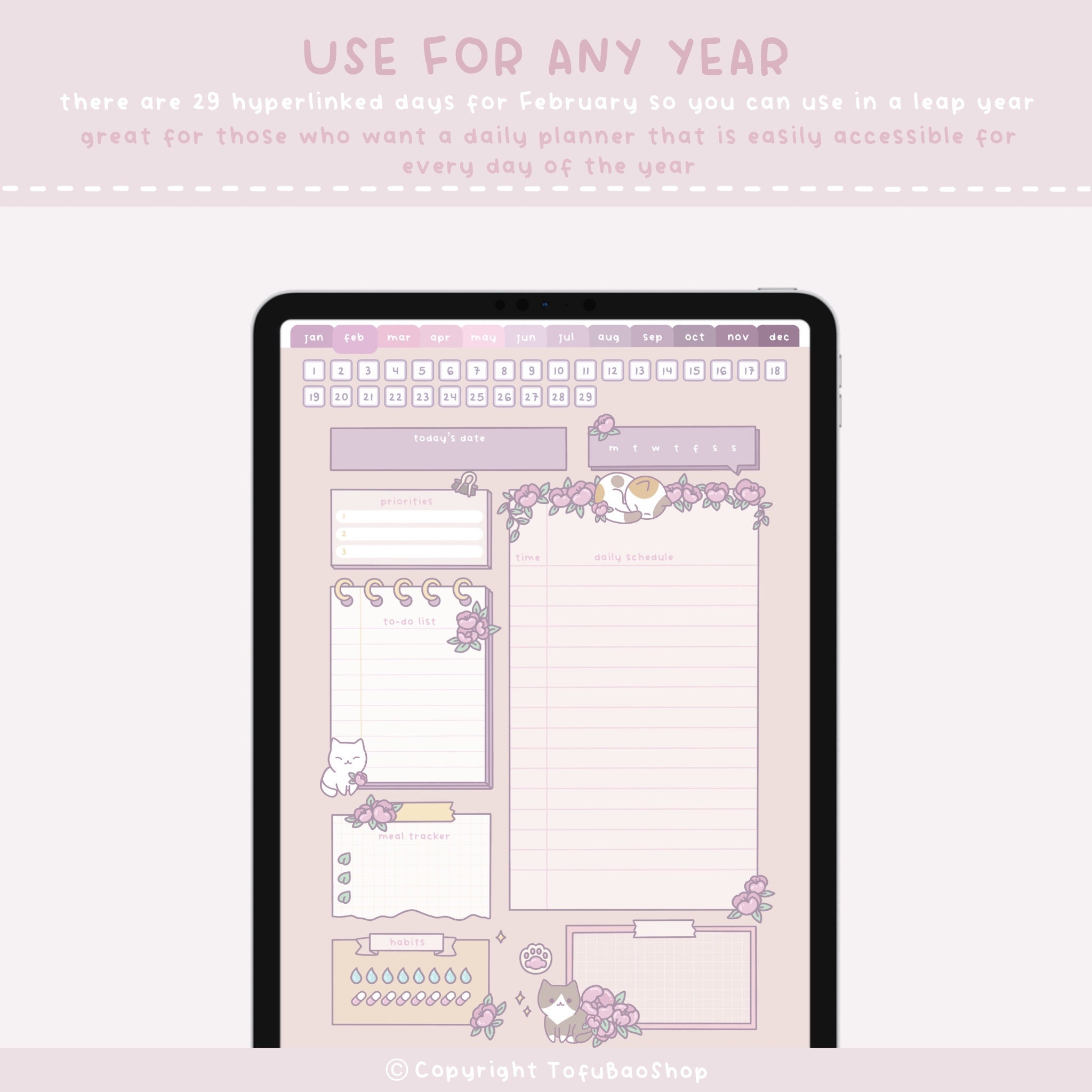 Daily Planner, Daily Planner Pad, Digital Planner, Cute Digital Planner ...