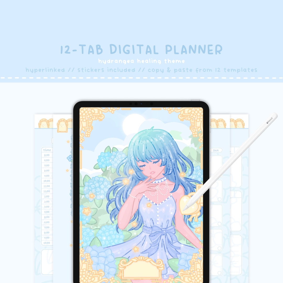Digital Planner, HYDRANGEA, Cute Planner, Anime Girl Planner, Kawaii ...