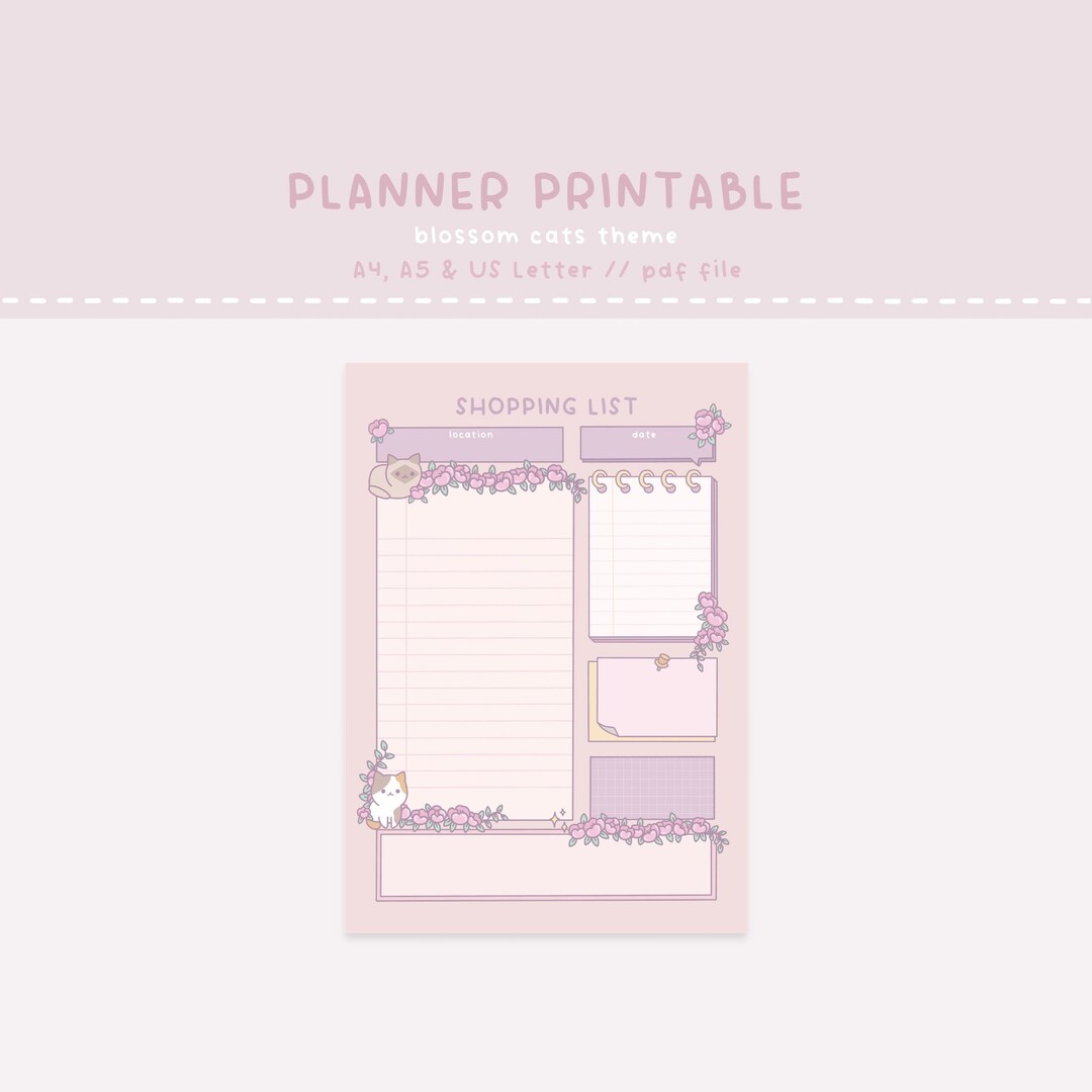 Printable Shopping List, Kawaii Shopping List, Kawaii Planner, Cute ...