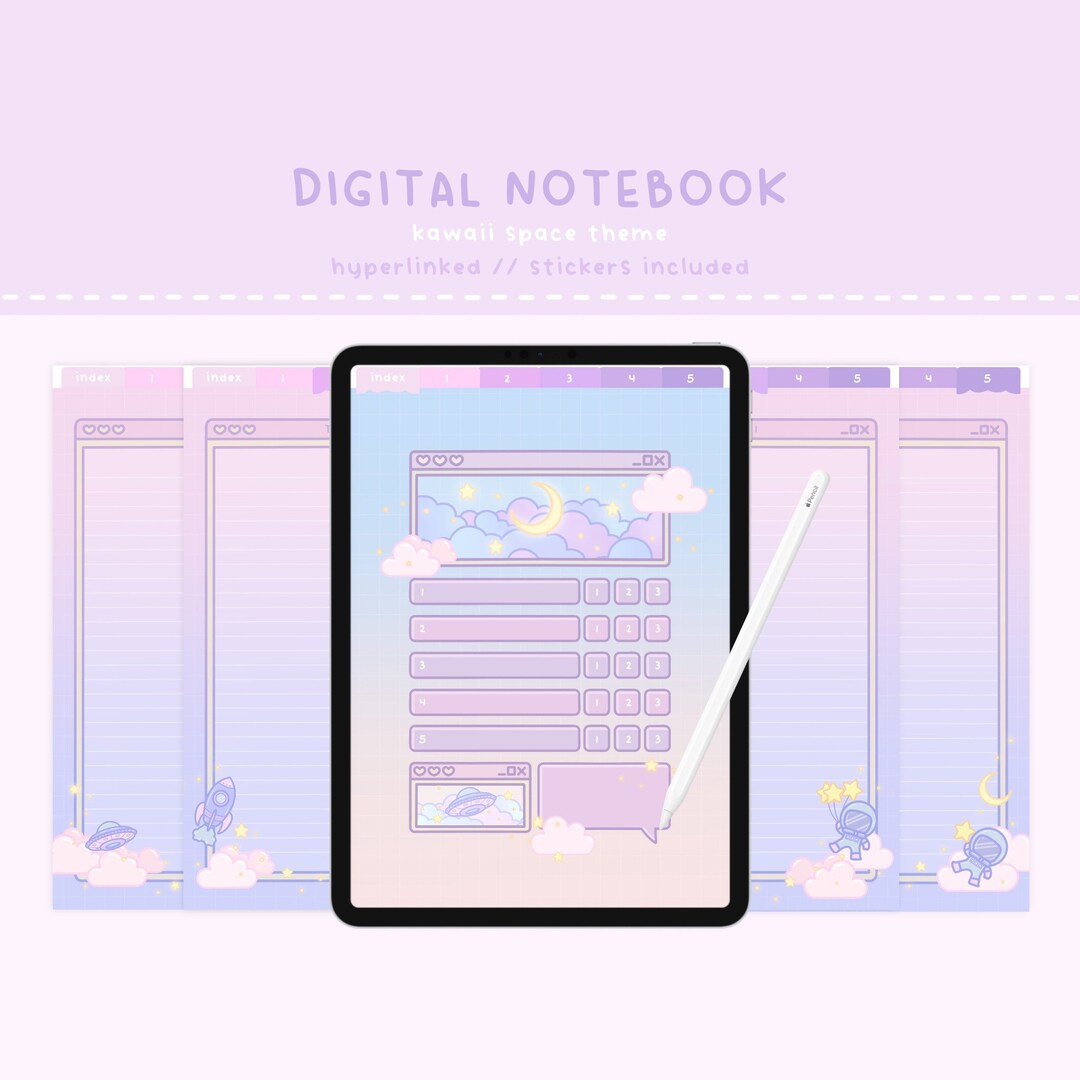Digital Notebook, Cute Digital Notebook, Cute Planner, Cute Aesthetic ...