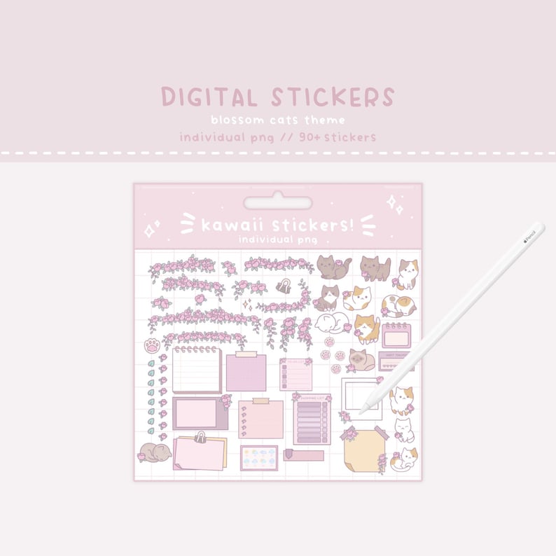 Digital Stickers Kawaii Stickers Kawaii Digital Stickers - Etsy