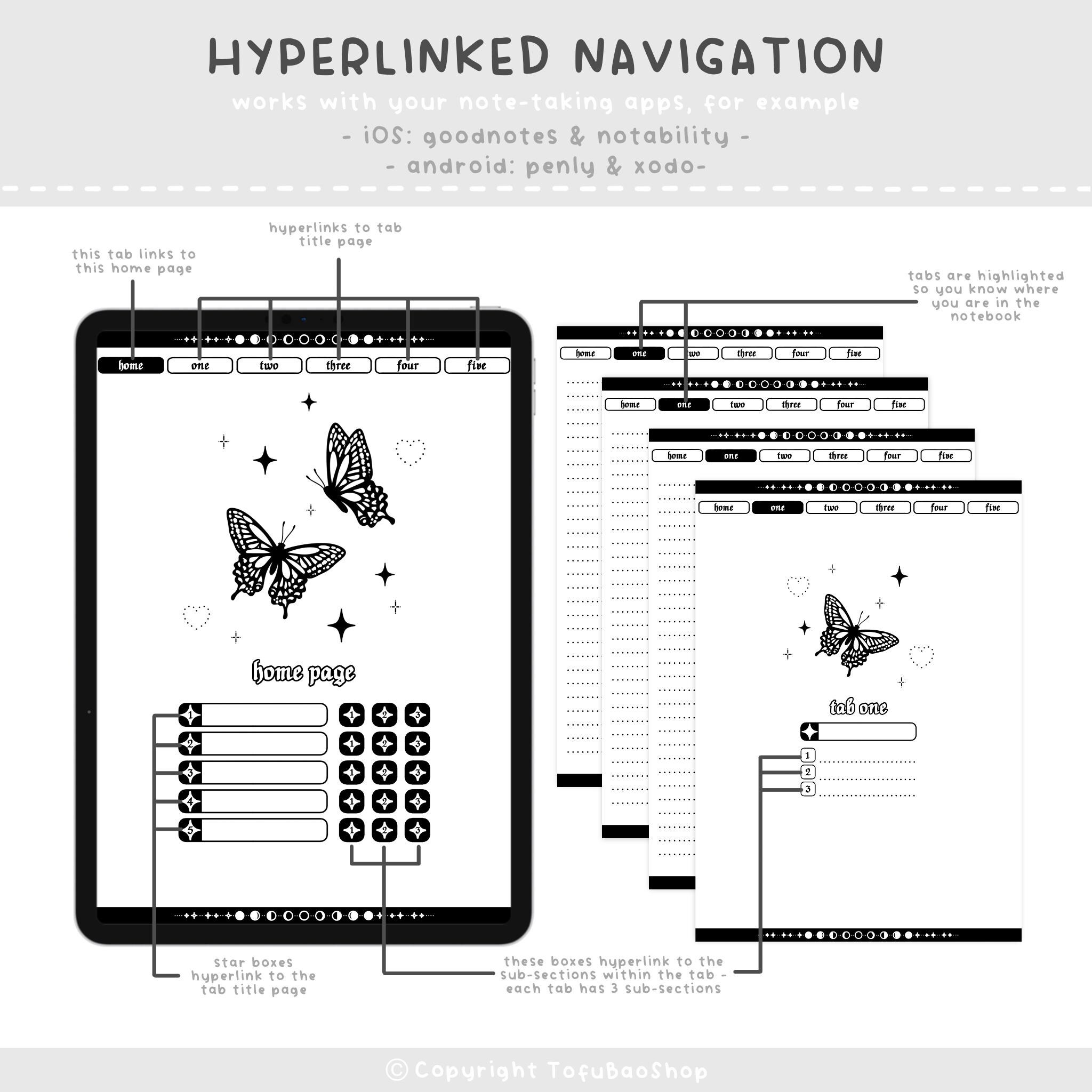 Light & Dark Mode Edgy Digital Notebook - Digital Journal With ...