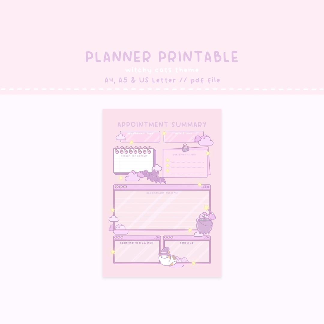 Appointment Summary, Planner, Printable, Organization Planner, Kawaii ...