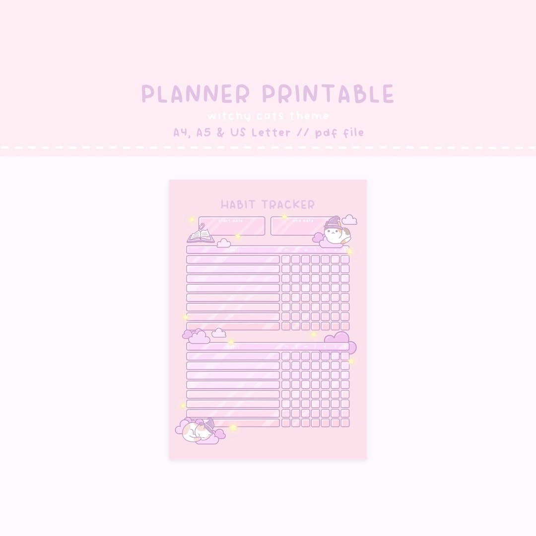 Habit Tracker, Printable, Printable Planner, Planner Page, Planner ...