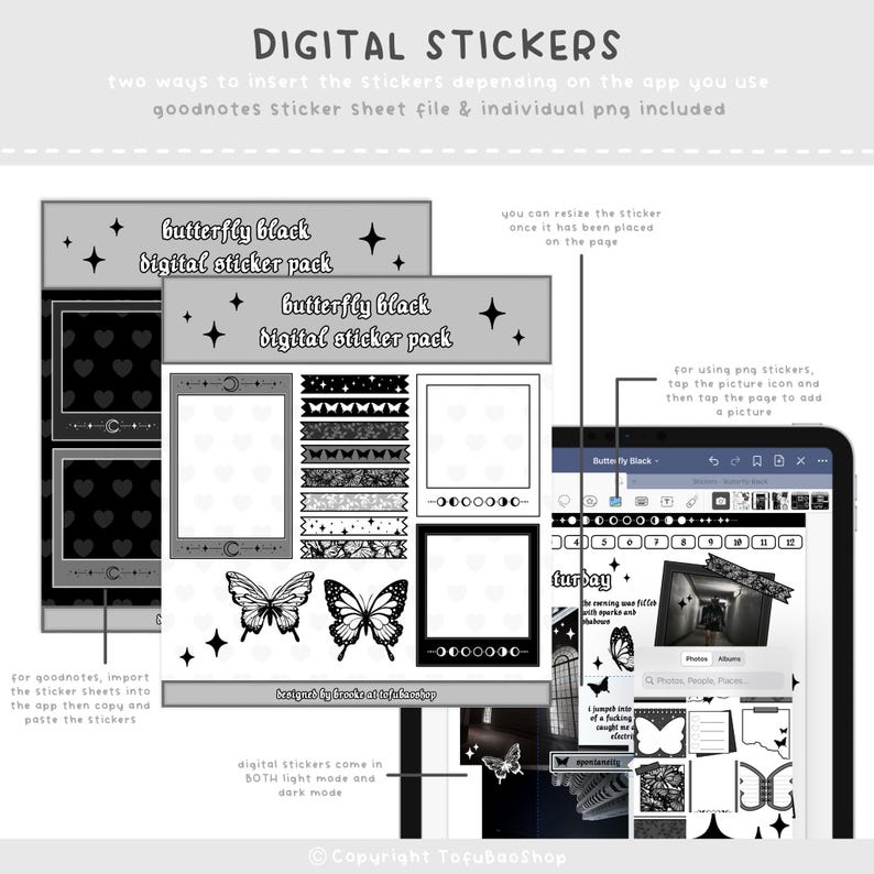 Light & Dark Mode Edgy Digital Notebook - Digital Journal With ...