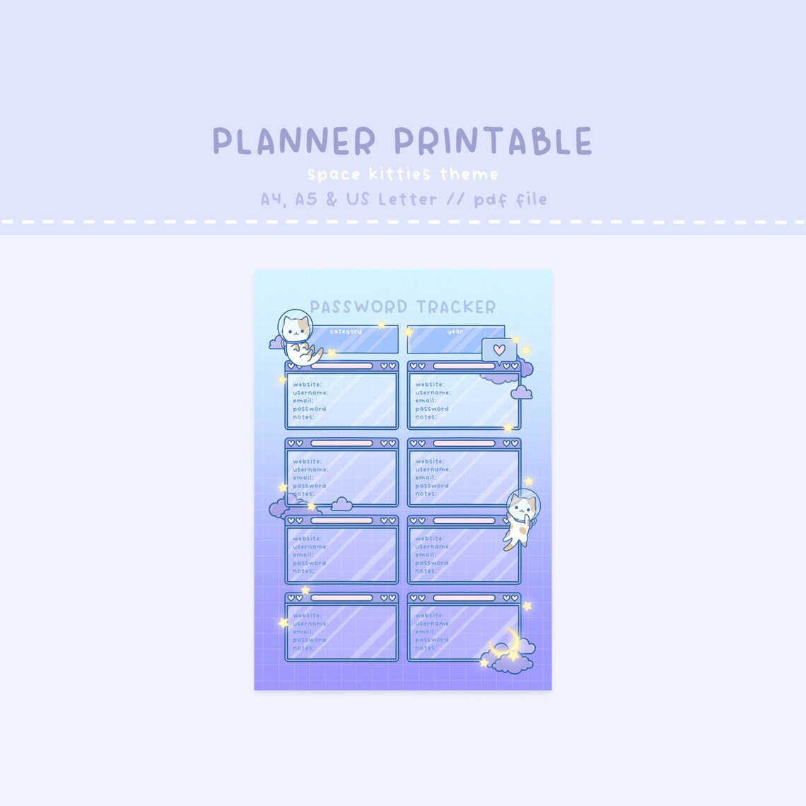 Password Log, Password Tracker, Printable, Printable Planner, Printable ...