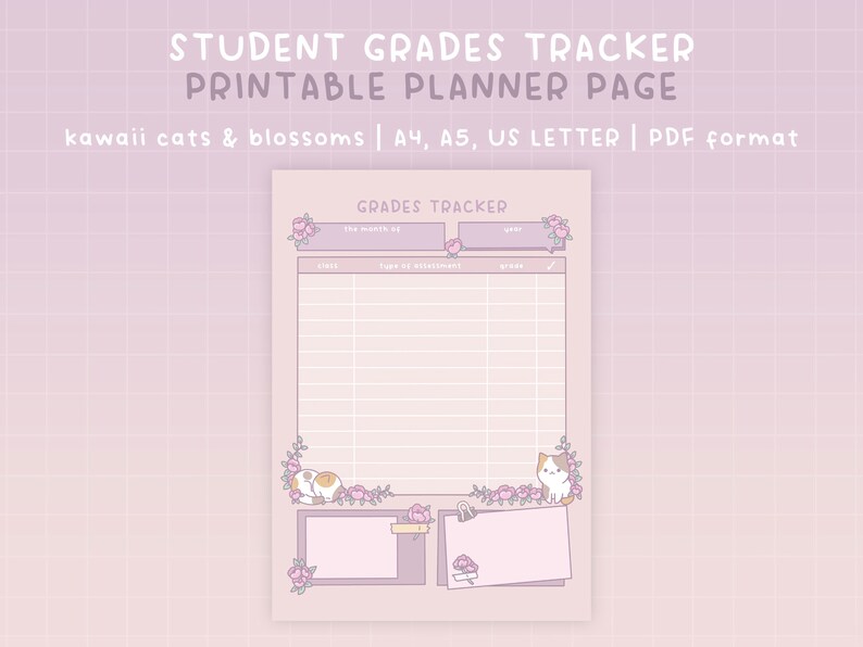 Grades Tracker Study Planner Student Planner Printable - Etsy