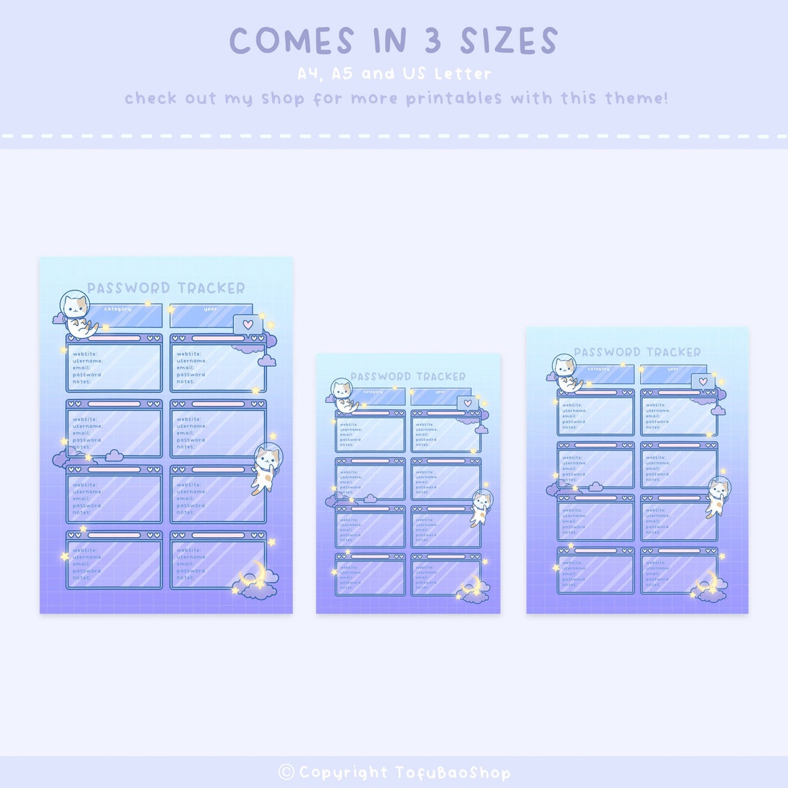 Password Log, Password Tracker, Printable, Printable Planner, Printable ...