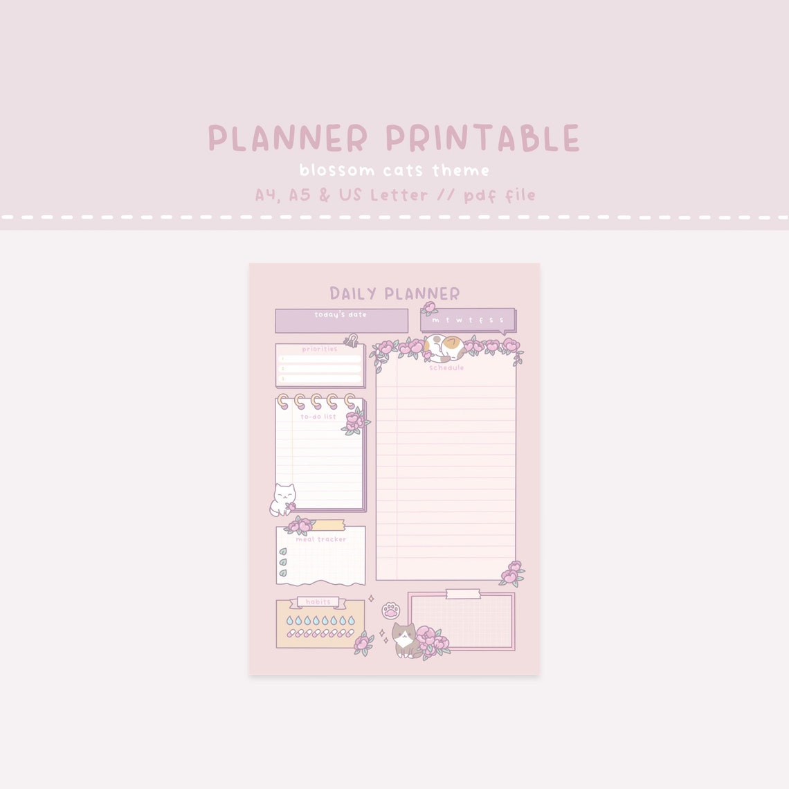 Kawaii Planner Printable Template Kawaii Daily Planner - Etsy