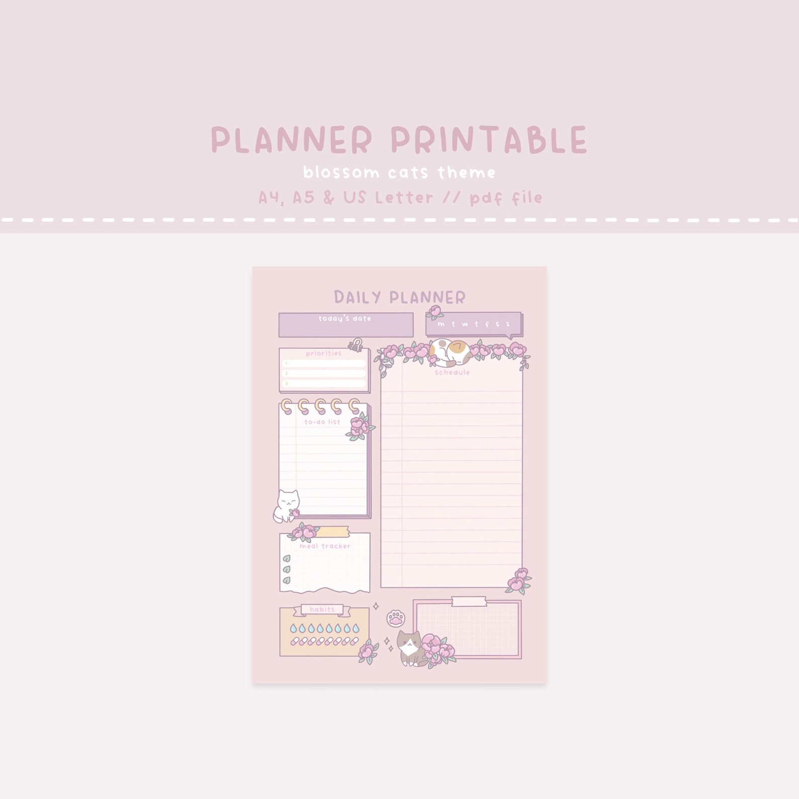 Kawaii Planner Printable Template Kawaii Daily Planner - Etsy