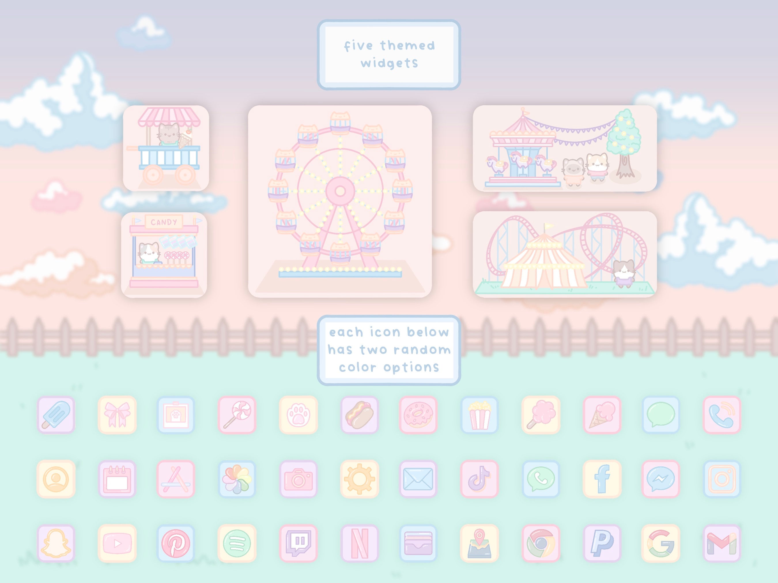 Cute Cat Icon Set Cute Icons Kawaii Icons Ios App Icons - Etsy