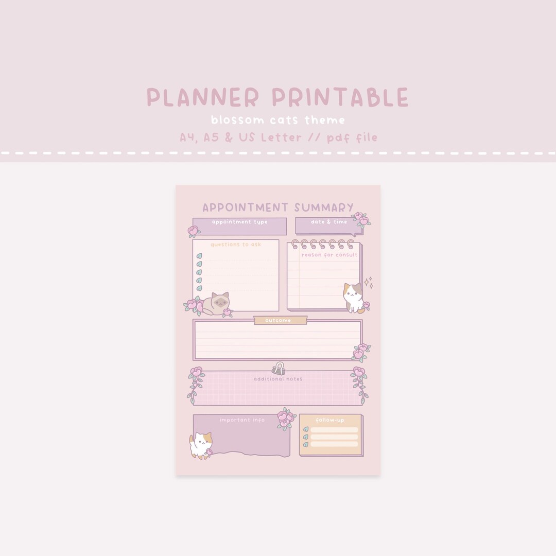 Appointment Summary, Planner Template, Printable Planner, Printable ...