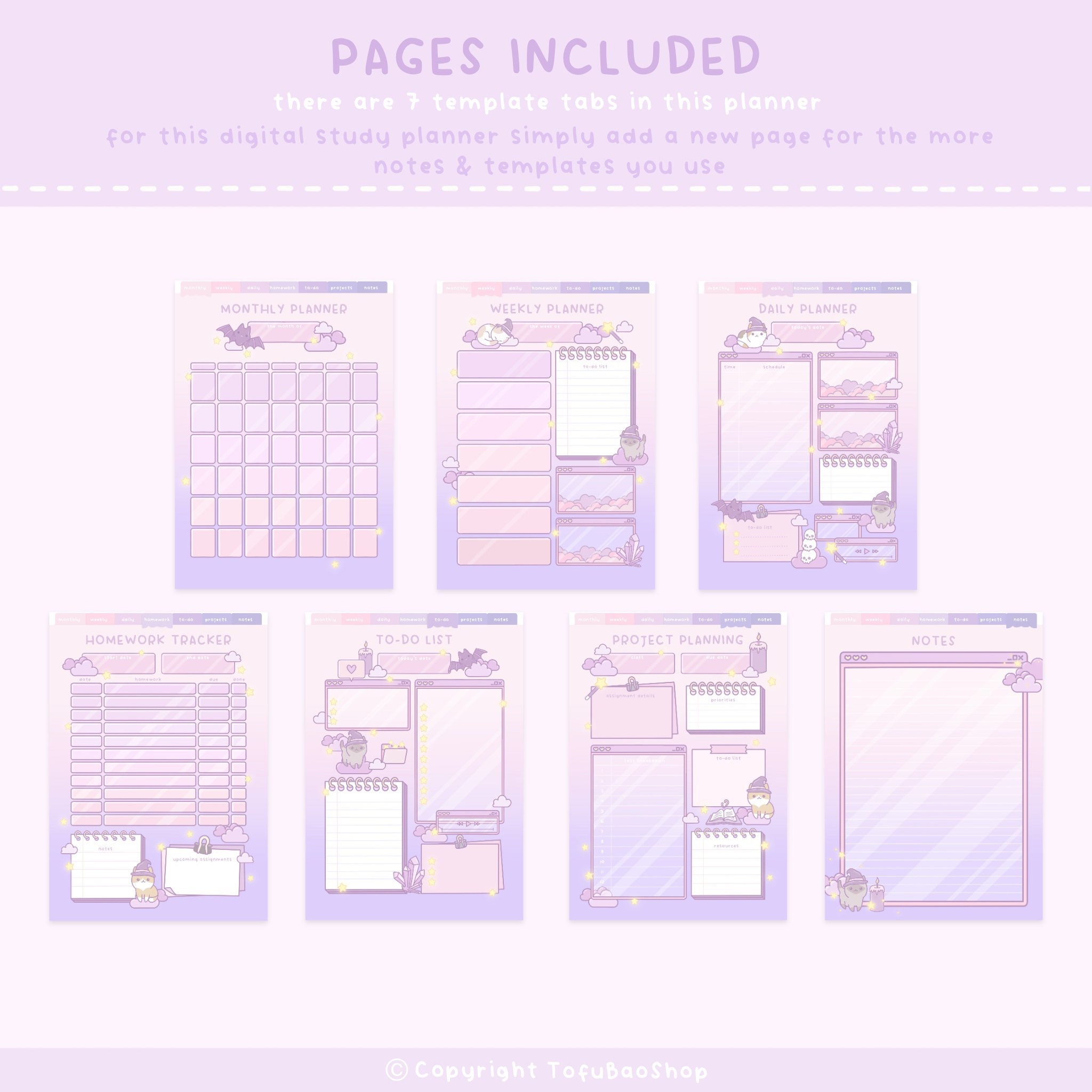 Study Planner Student Planner Kawaii Planner Cute Planner - Etsy