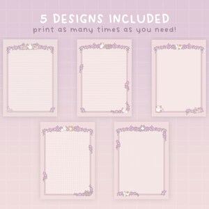 Kawaii Note Paper Kawaii Note Templates Printable Templates - Etsy