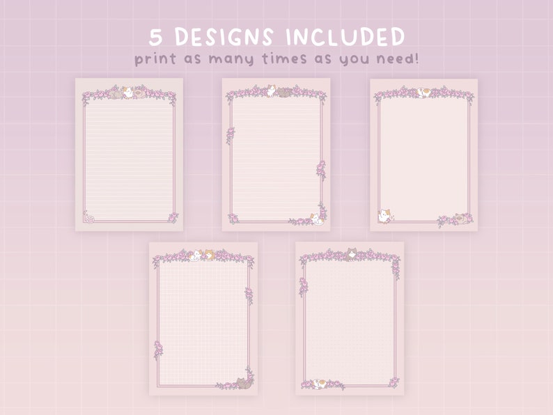 Kawaii Note Paper Kawaii Note Templates Printable Templates - Etsy