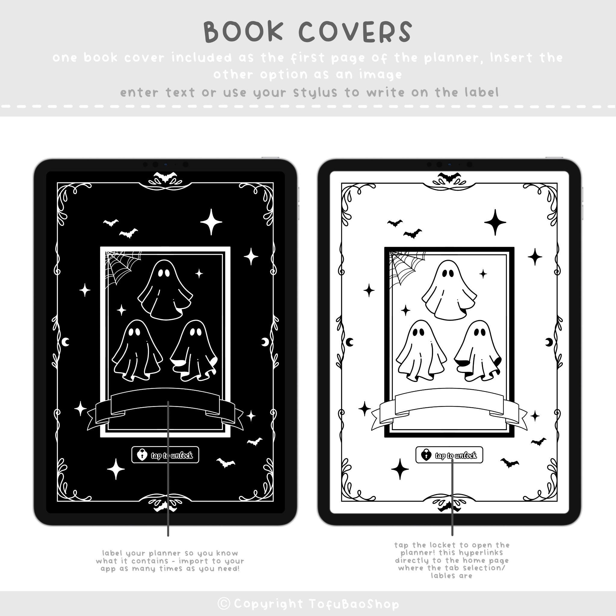 Spooky Digital Planner Light & Dark Mode - Ghost Halloween Aesthetic ...