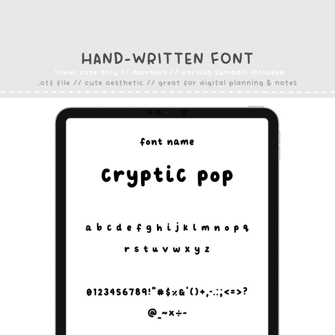 Cute Font, CRYPTIC POP, Handwritten Font, Handwritten, Planner Font ...
