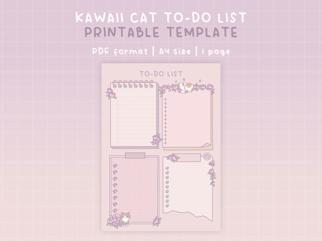 Kawaii To-do List Kawaii Template Printable Template - Etsy