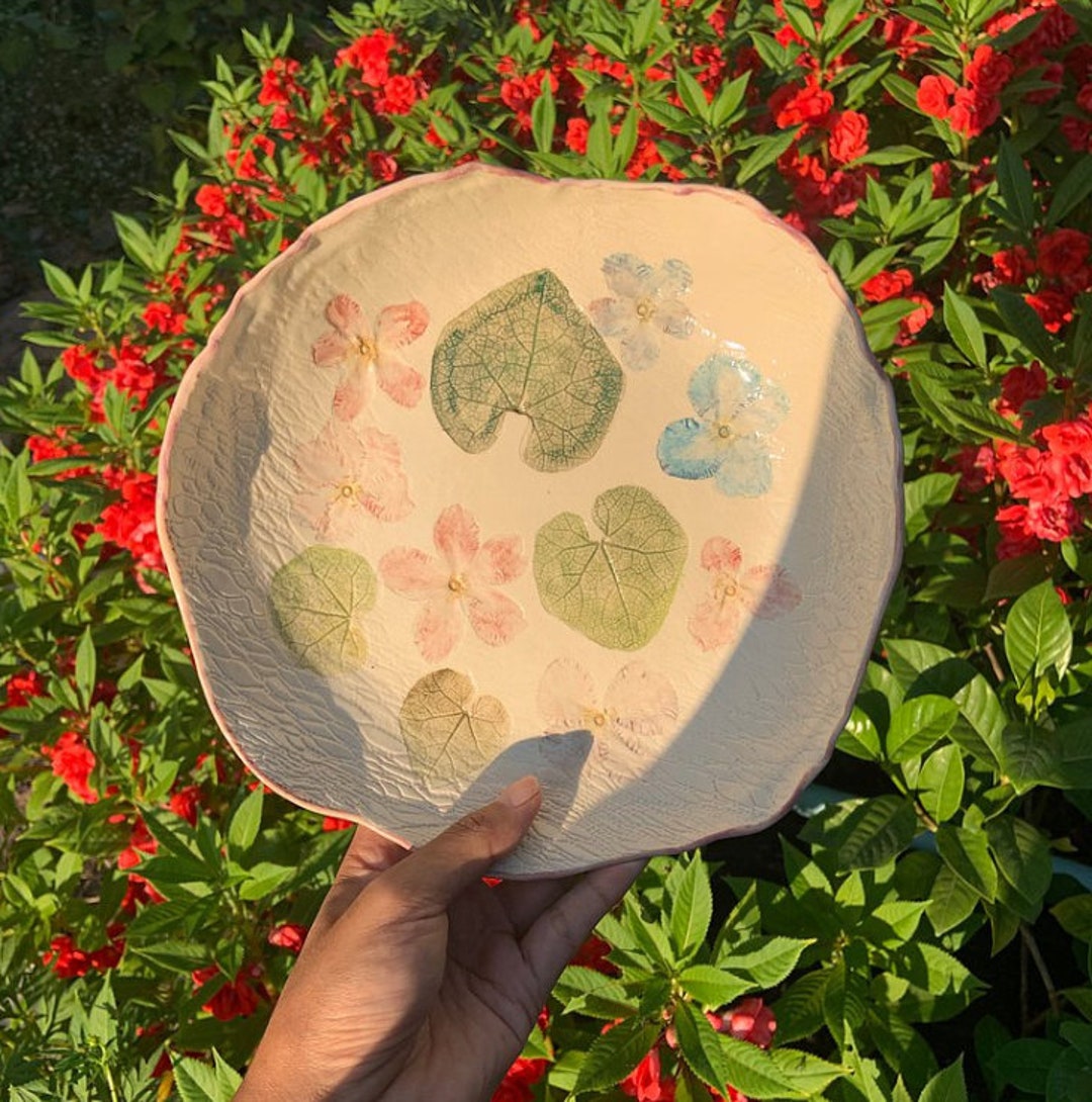 Pressed Flower Plate Handmade Ceramic - Etsy