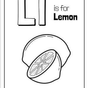 Downloadable Kids Food Alphabet Coloring Pages | 26 Flashcards ...