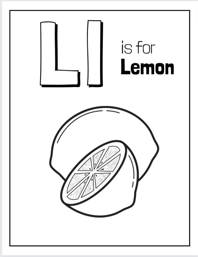 Downloadable Kids Food Alphabet Coloring Pages | 26 Flashcards ...