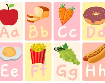 Food Alphabet Flashcards - Etsy