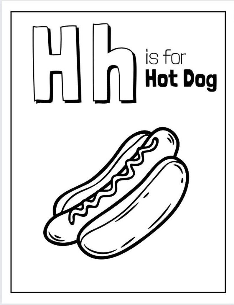 Downloadable Kids Food Alphabet Coloring Pages | 26 Flashcards ...