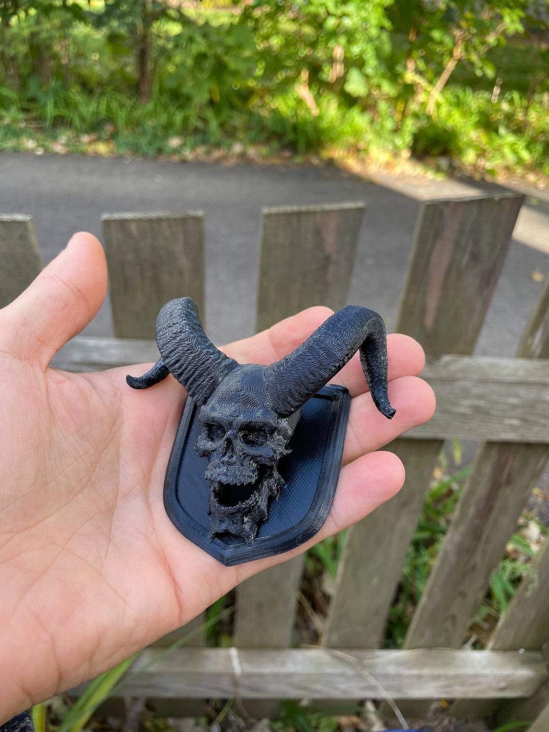 Skull With Horns V2 Emblem Fits Challenger Hood Nose Grill or Charger ...