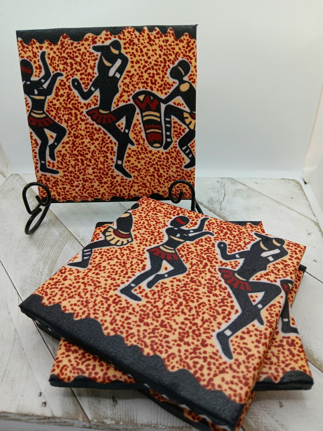 Dancing Women Handcrafted African Inspired Fabric Tile Coaster - Etsy