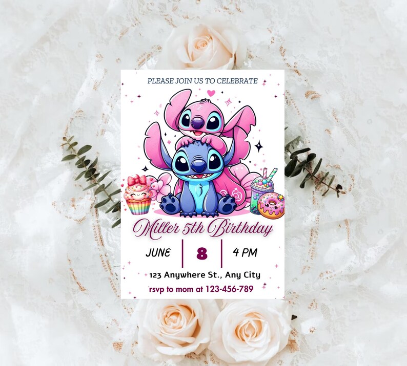 Stitch Birthday Invitation | Editable & Printable Template | Cute ...