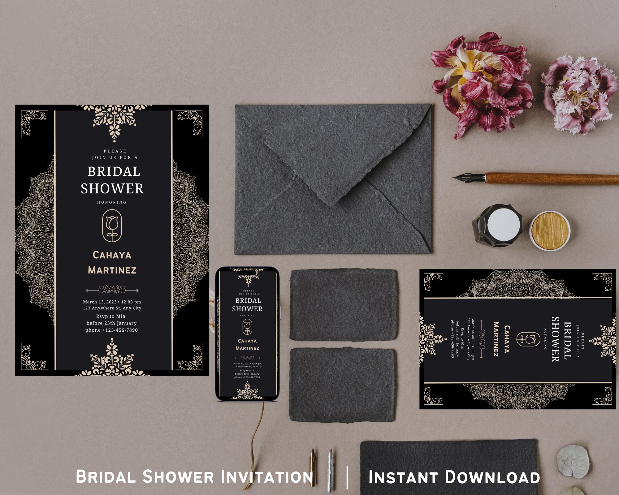 Bridal Shower Invitation Template, Printable Bridal Shower Invitation ...