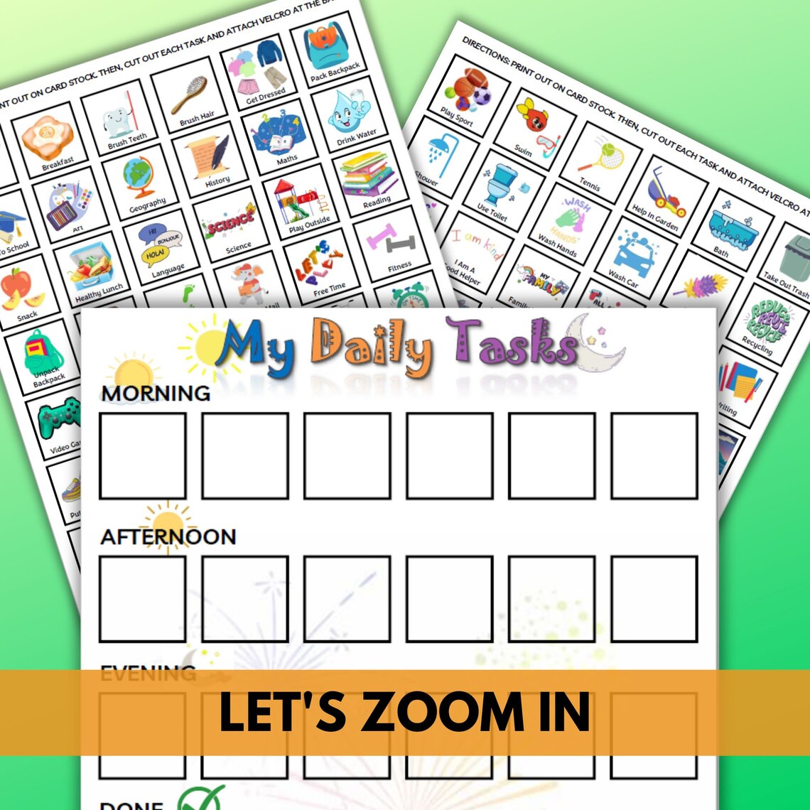 Kids Daily Task Chart Morning/afternoon/evening Checklist - Etsy
